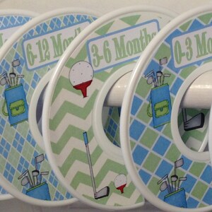 Baby Closet Dividers Blue Green Golf Golfing Golf Clubs Golf Balls ...