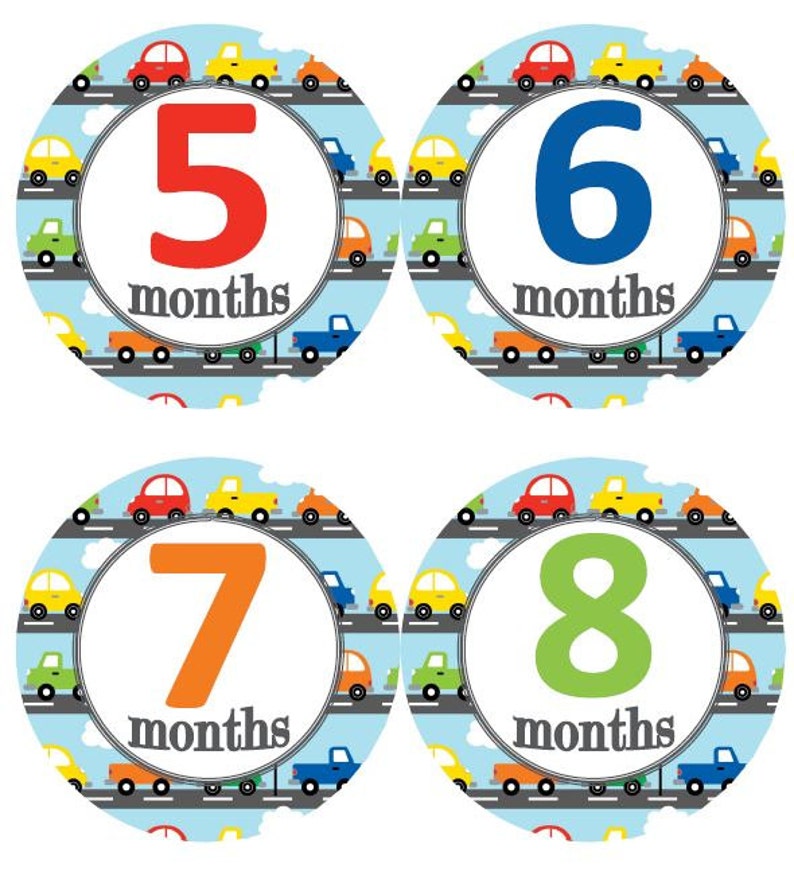 Baby Monthly Milestone Growth Stickers Boy Cars Transportation | Etsy