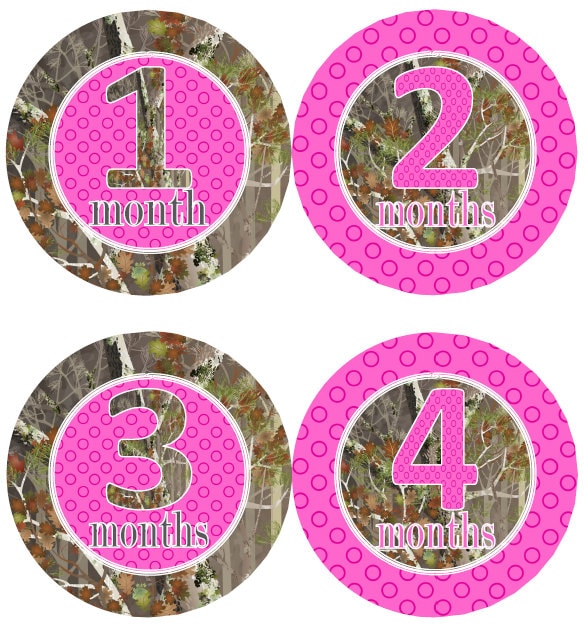 Baby Monthly Milestone Growth Stickers in Camo with Bright | Etsy