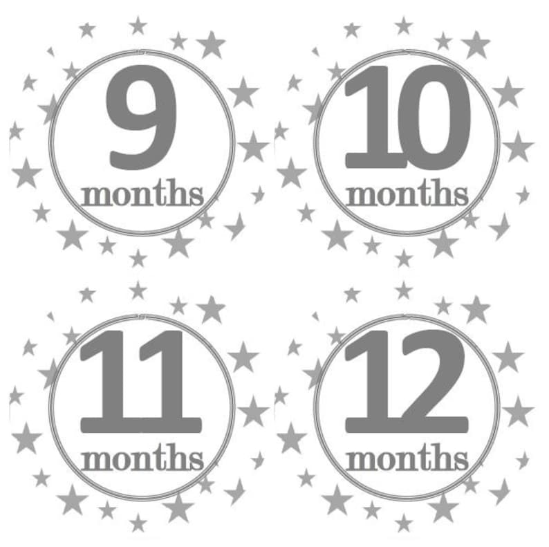 Baby Monthly Milestone Growth Stickers Grey Stars Nursery - Etsy
