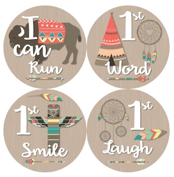 Baby First 1st MILESTONES Stickers Tribal Tee Pee Arrows | Etsy
