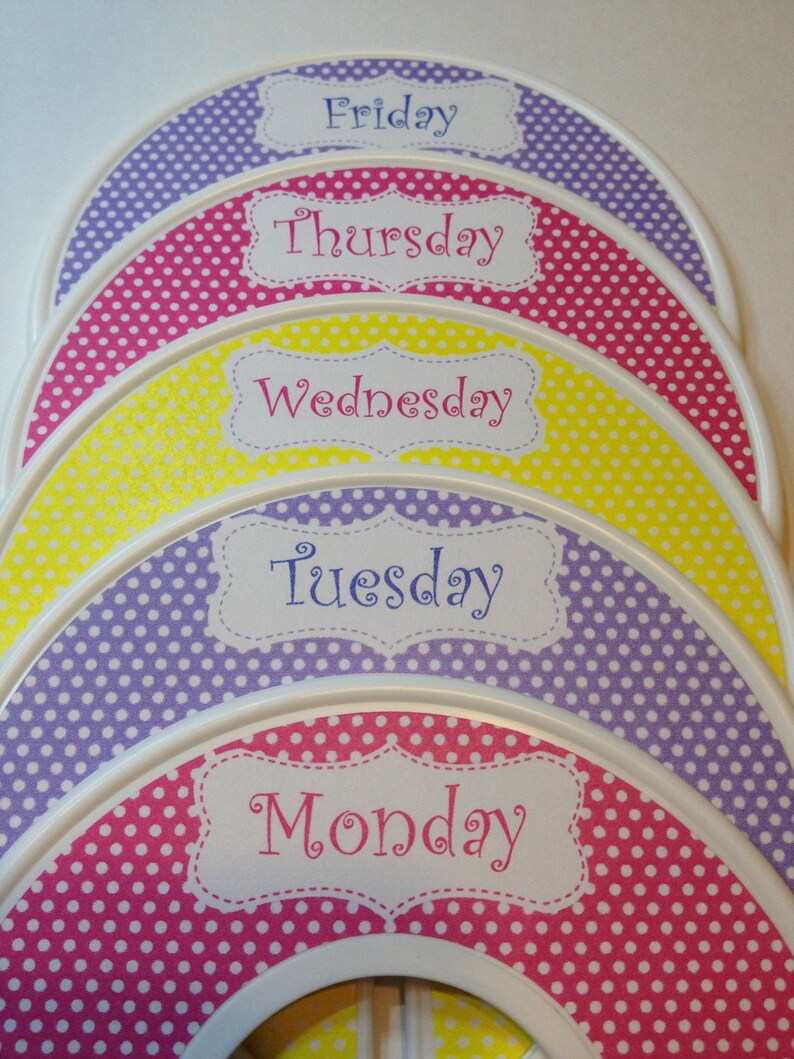 Girls Closet Dividers with Days of Week Cute Polka Dots | Etsy