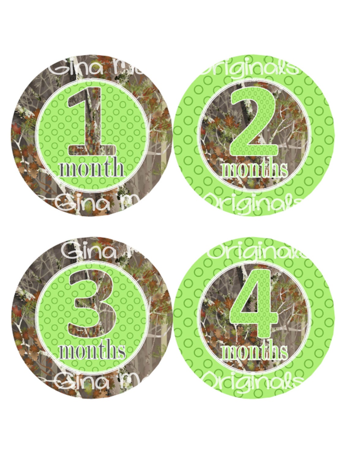 Baby Monthly Milestone Growth Stickers in Camo With Lime Green - Etsy