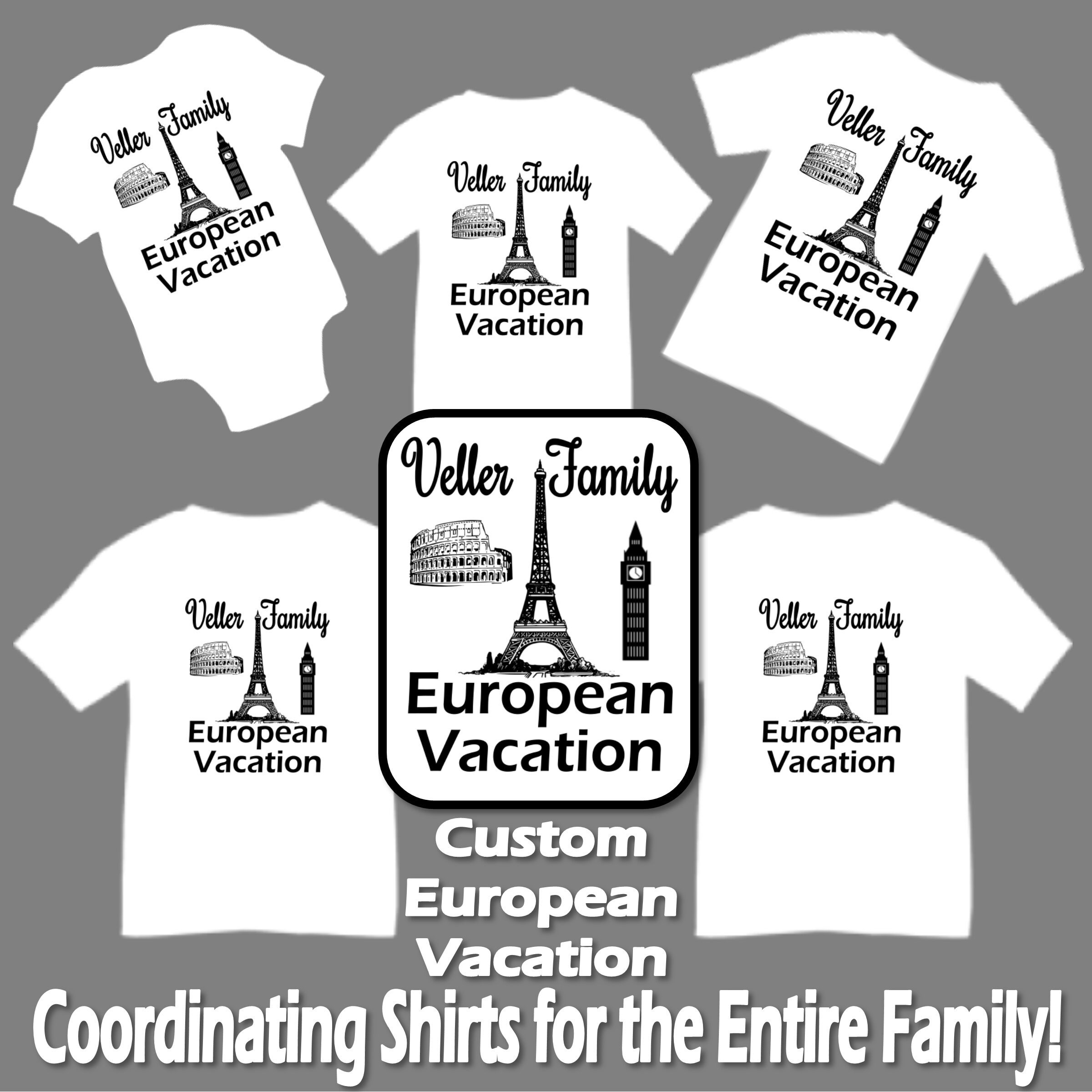 Custom European Family Vacation T-shirts Shirt Baby Bodysuit | Etsy