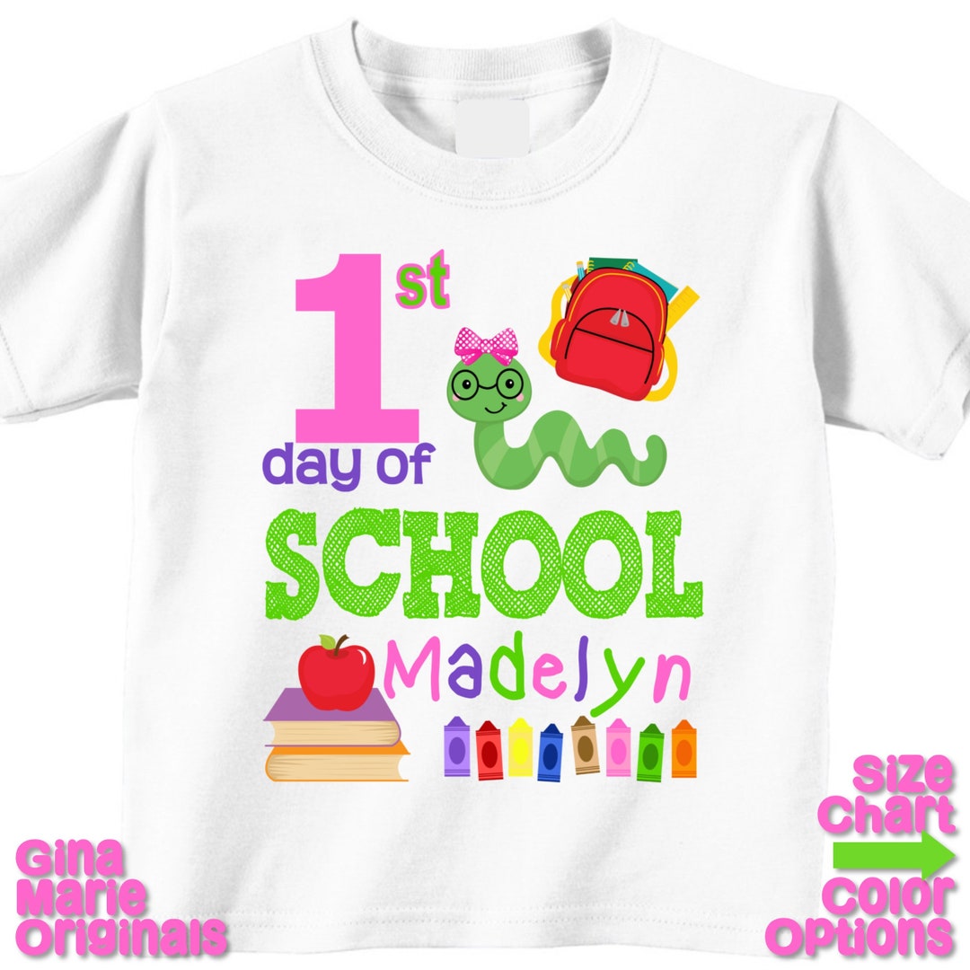 Personalized 1st First Day of School Back to School Shirt T-shirt Boy ...