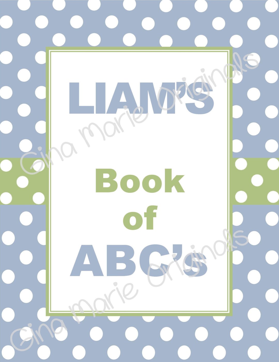 Personlized Printable Blue Green Polka Dots Baby Shower Abc's Activity ...