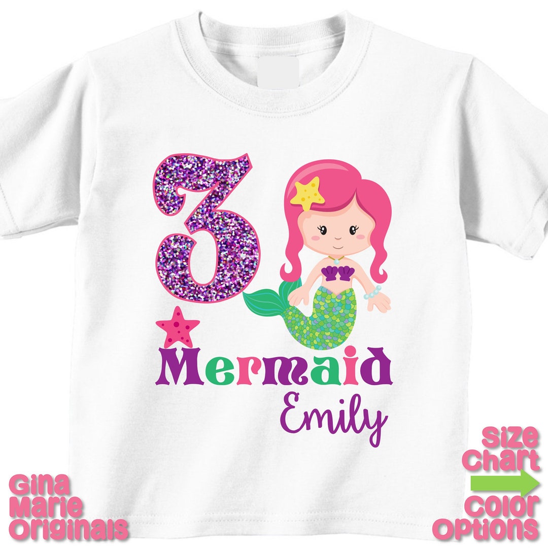 Personalized Girl Memaid Sea Ocean Starfish Birthday Party Shirt T ...