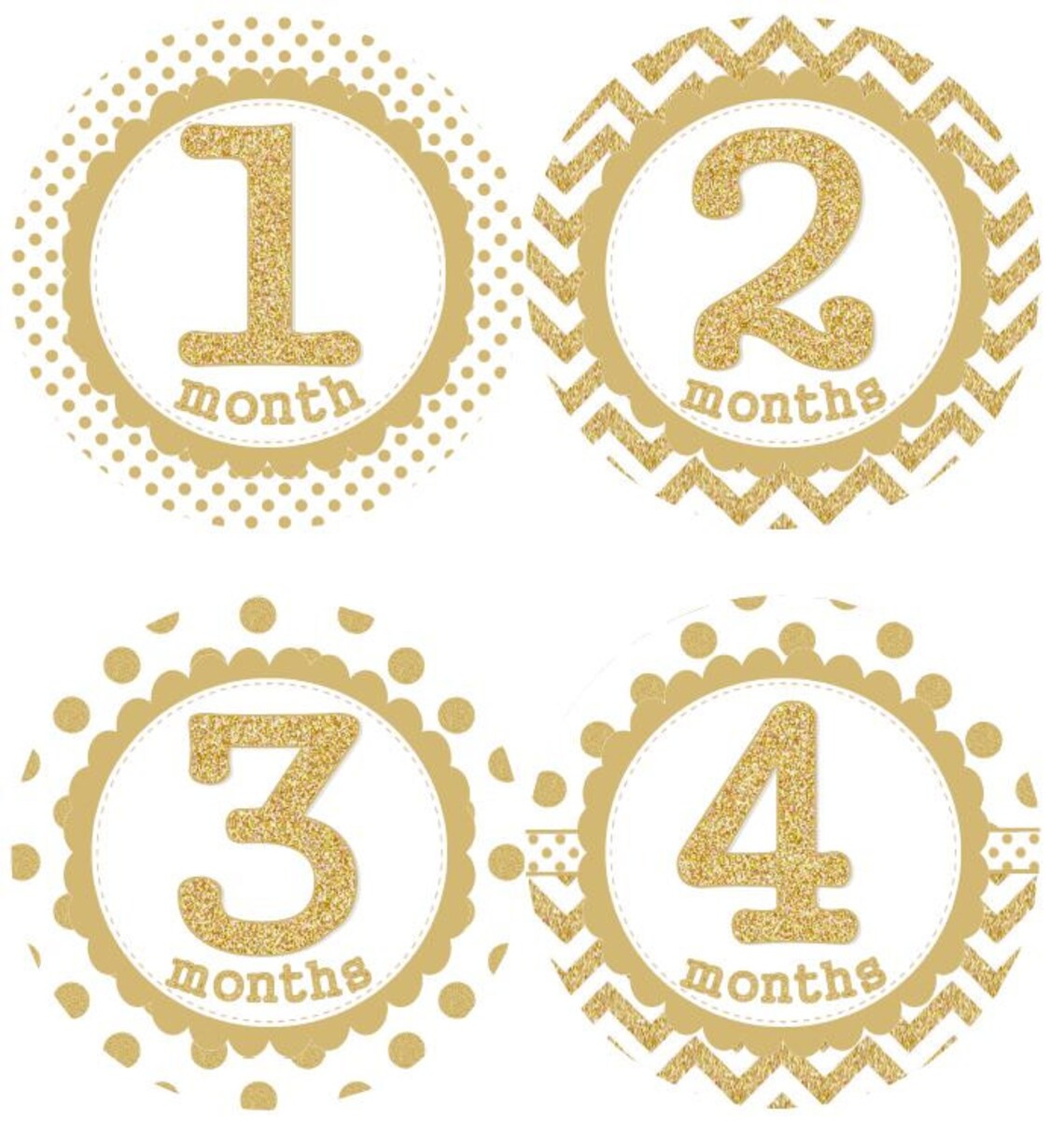 Baby Monthly Milestone Growth Stickers Gold Glitter Dots - Etsy