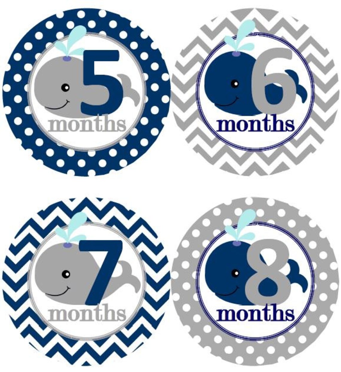 Baby Monthly Milestone Growth Stickers Navy Grey Whale Nursery - Etsy