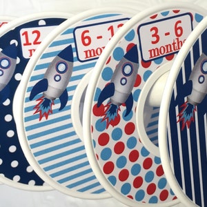 Baby Closet Clothes Dividers Outer Space Rockets Navy Red Blue CD722 ...