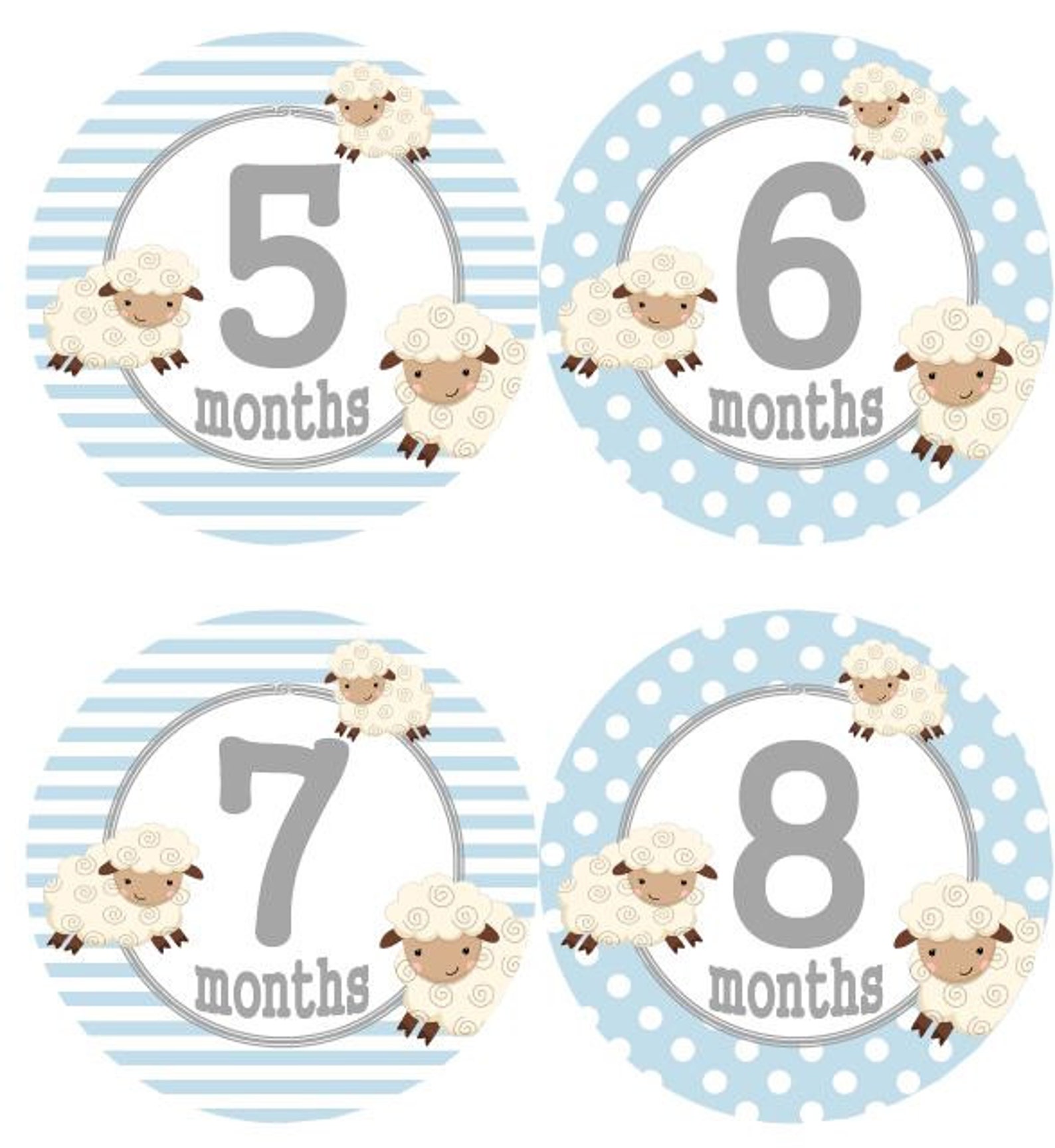 Baby Monthly Milestone Growth Stickers Baby Blue Lamb Nursery - Etsy