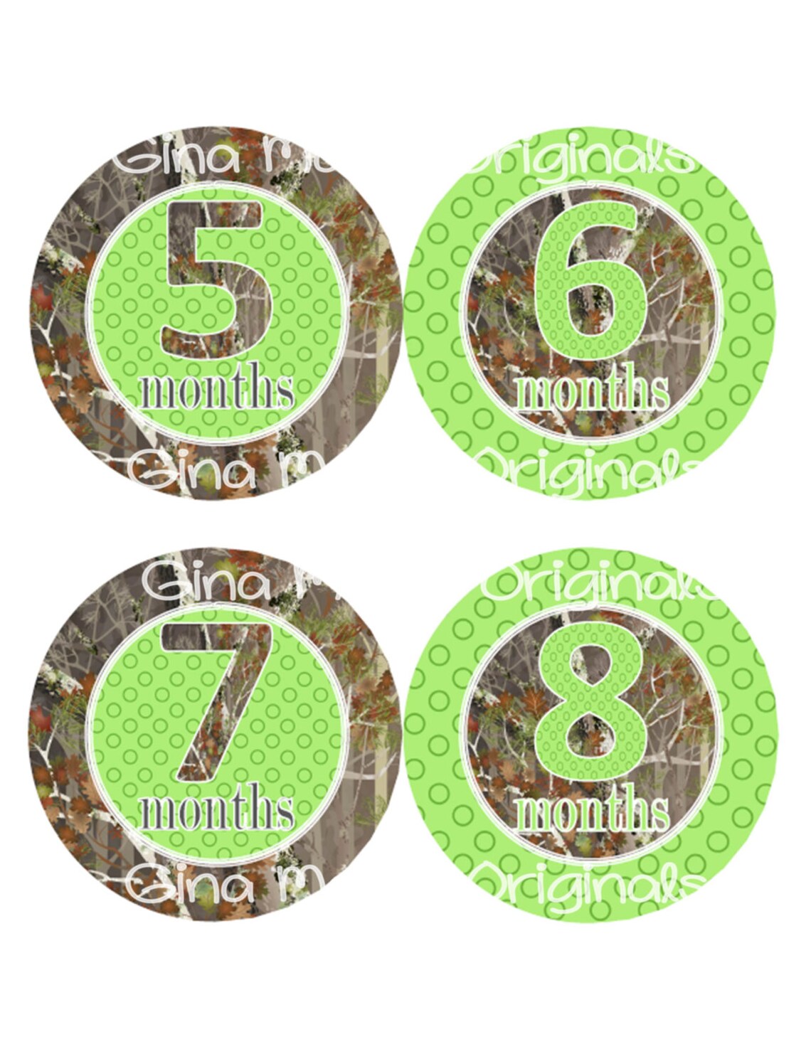Baby Monthly Milestone Growth Stickers in Camo With Lime Green - Etsy