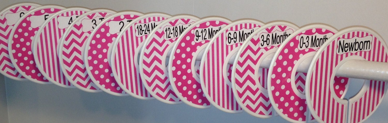 Baby Closet Dividers Organizers in Bright Pink Dots Stripes and ...
