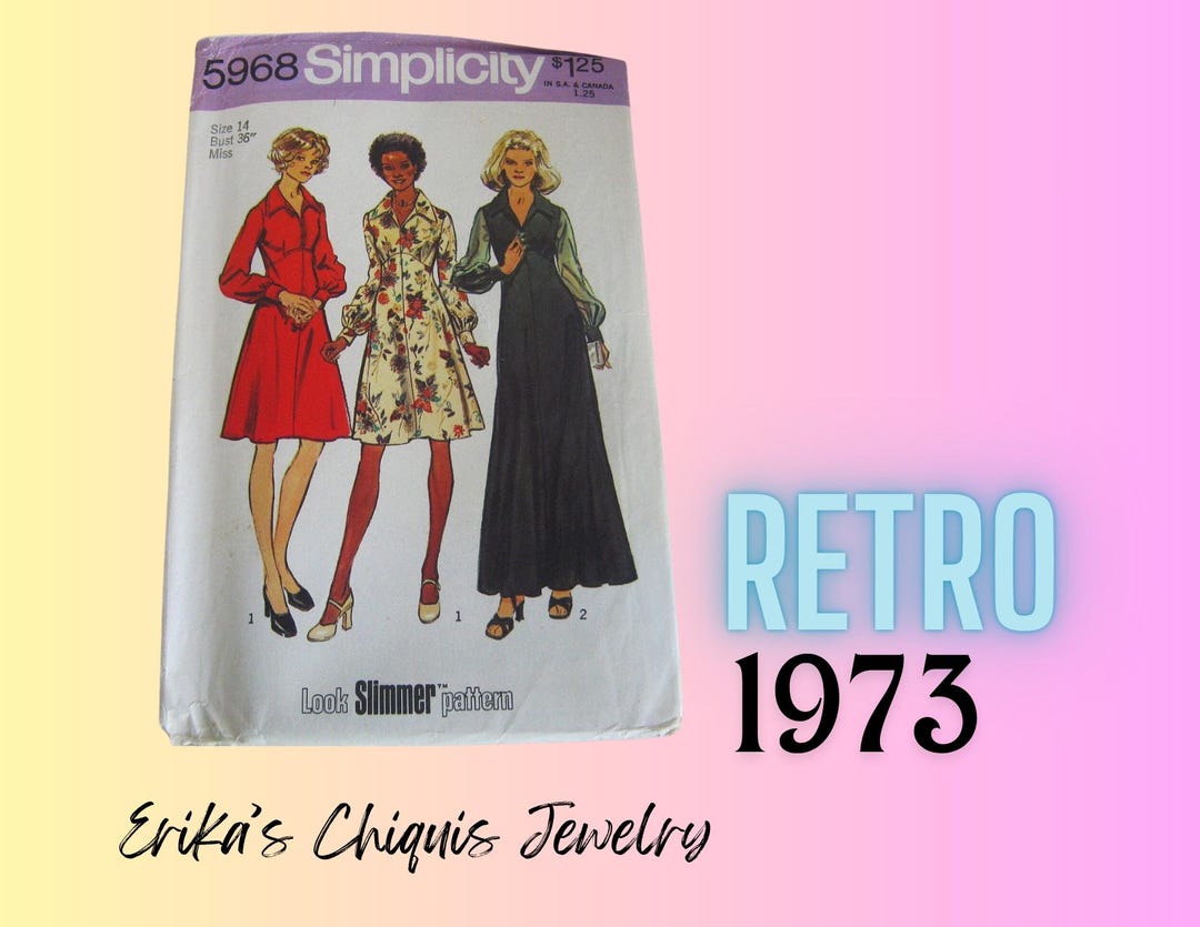 Vintage Sewing Pattern Simplicity 5968 Misses' High Waist Size 14, 1973 ...