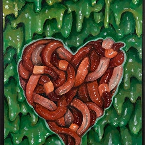 Heart Worms in Slime Original Painting - Etsy