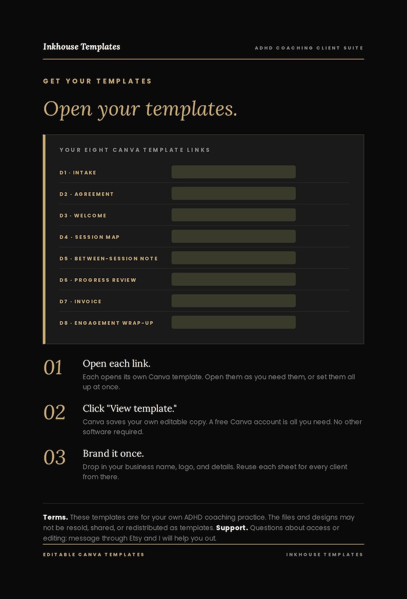 ADHD Templates Canva Bundle for Coaches, Client Intake Forms, Editable ...