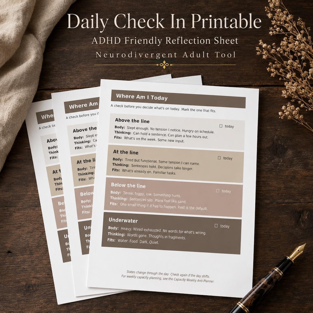ADHD Worksheet Printable, Daily Check in Reflection Sheet for ...