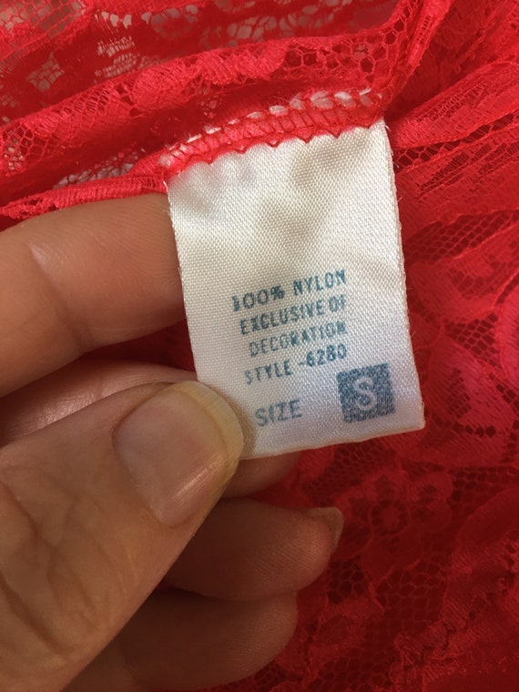 Vintage 1960s Lingerie Robe Flowing Cherry Red Nylon … - Gem