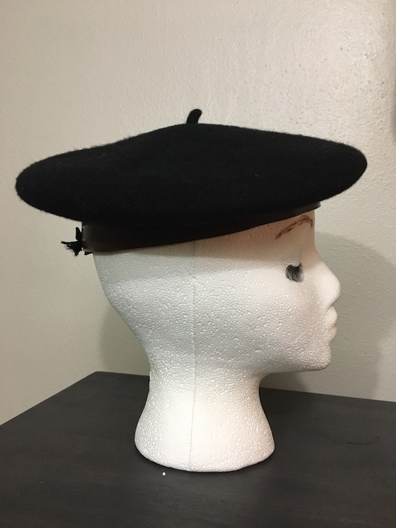 Vintage 1960s Beret Basque Deluxe Authentic Black Woo… - Gem