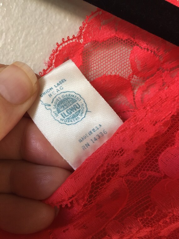 Vintage 1960s Lingerie Robe Flowing Cherry Red Nylon … - Gem