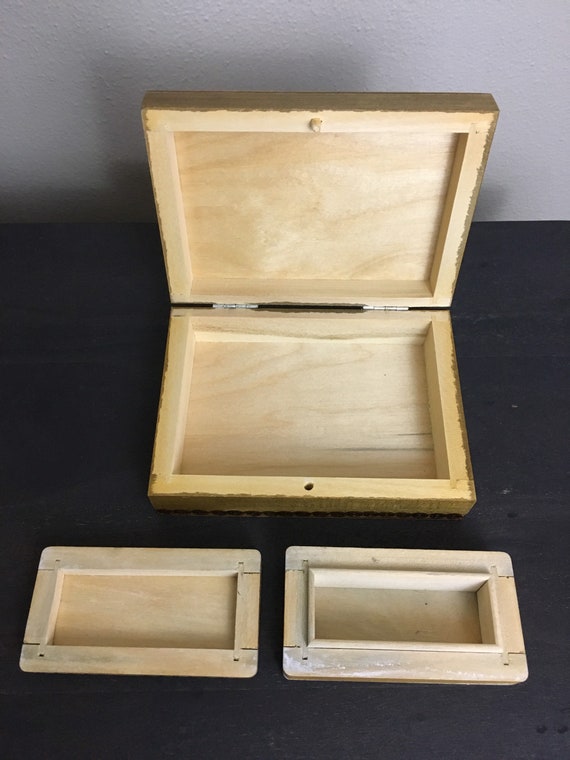 Vintage 1970s Wood Box Cathedral Art Hand Painted Set… - Gem