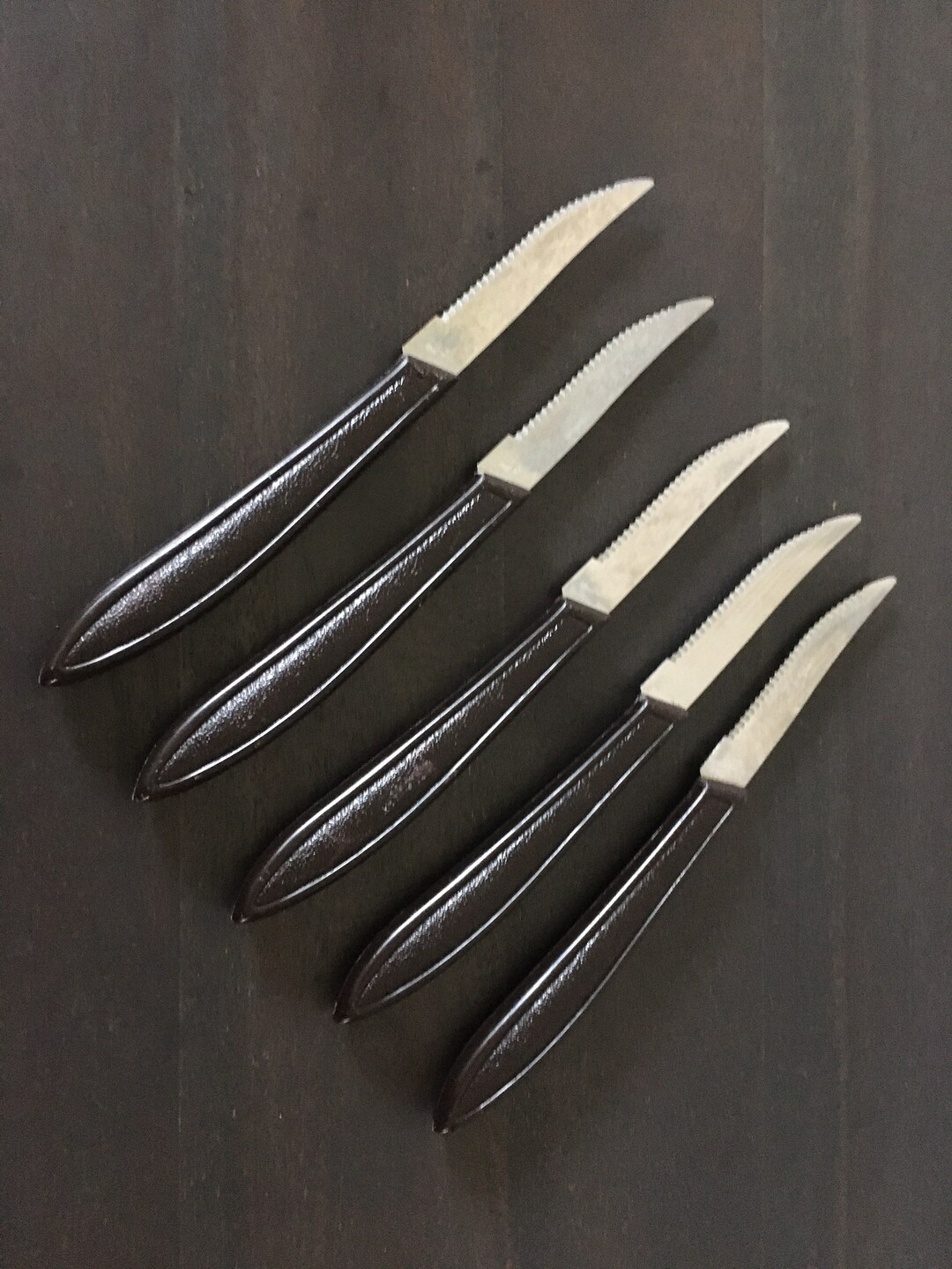 Vintage 50s/60s Flatware Cafe Diner Knives Black Plastic Handles ...