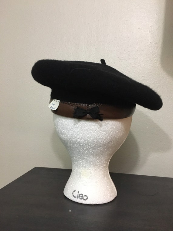 Vintage 1960s Beret Basque Deluxe Authentic Black Woo… - Gem