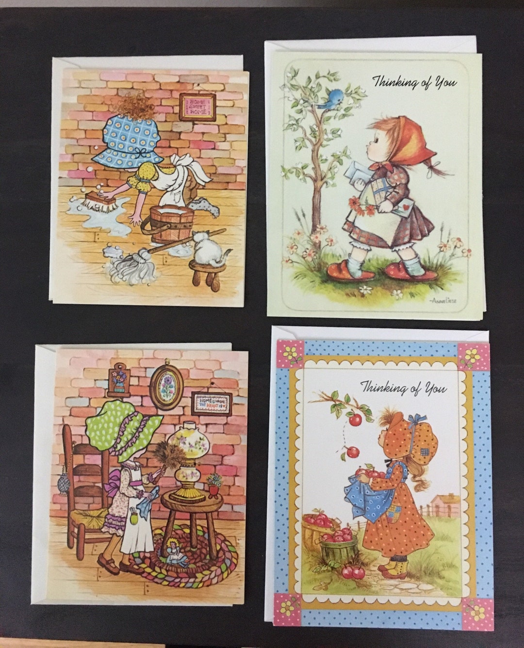 Vintage 70s Cards Holly Hobby Style Set of 4 Made in USA Greetings ...