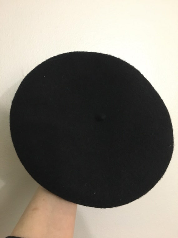 Vintage 1960s Beret Basque Deluxe Authentic Black Woo… - Gem