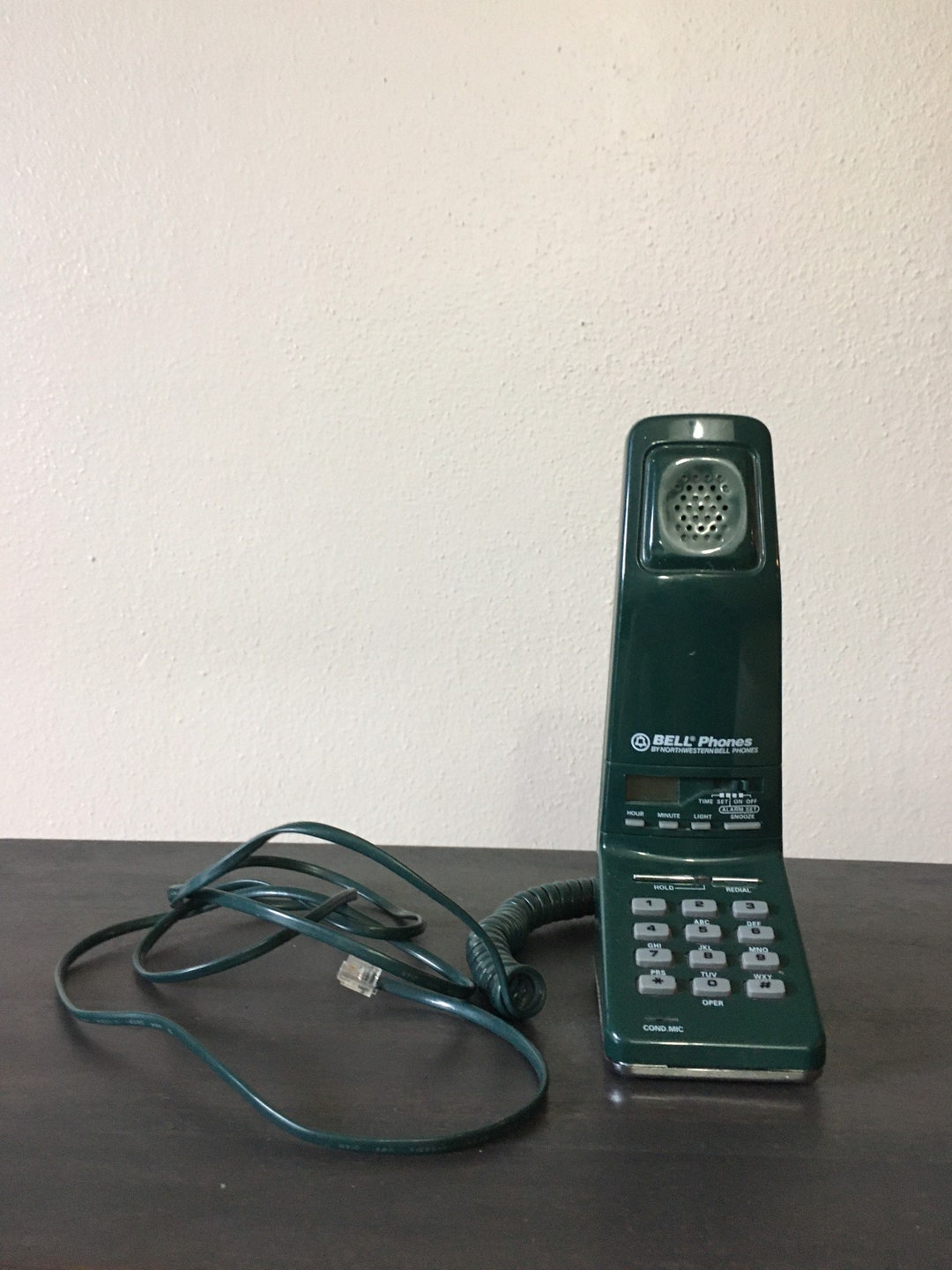 Vintage 1980s Bell Phones Clock Alarm Stand Alone Forest Green the ...