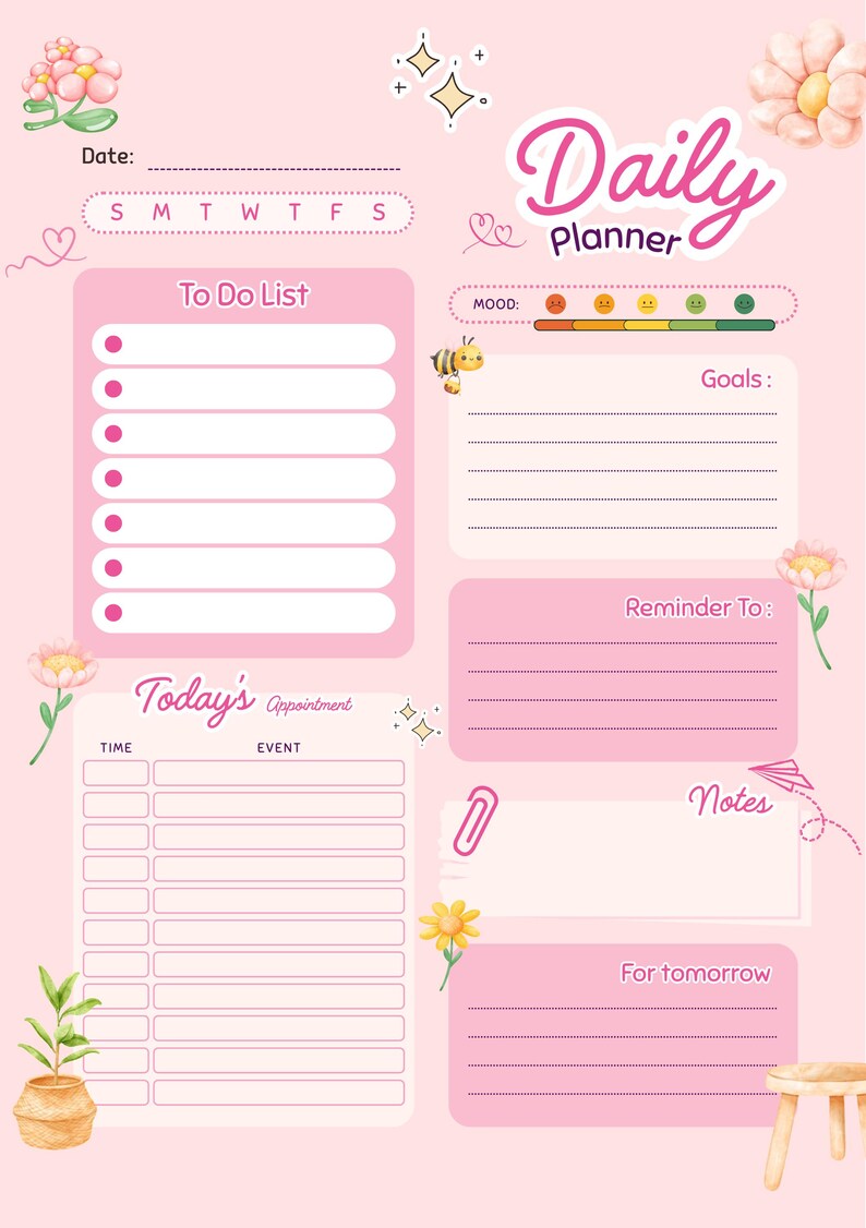Minimalist Daily Planner Printable | Undated Productivity Pages ...
