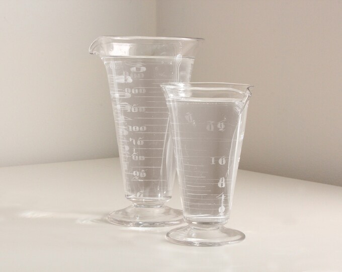 19th C. Pharmacy Apothecary Measuring Cups, Set of 2 Graduated Chemist ...