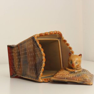 Cat on A Hamper Dish by Summit Art Glass Circa 1970svintage - Etsy