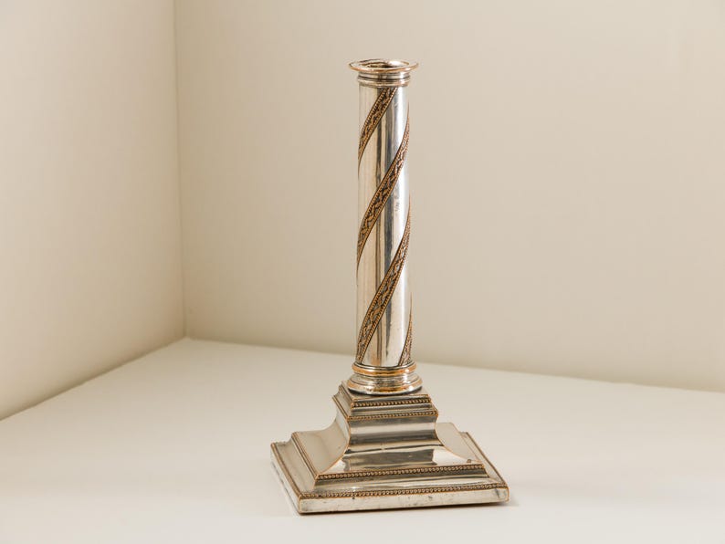 Regency Era Candlestick—rare, Circa 1780-1800, Silver on Copper ...