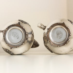 Art Nouveau Cream & Sugar Set in Heavy Silverplate, Shabby Chic Floral ...