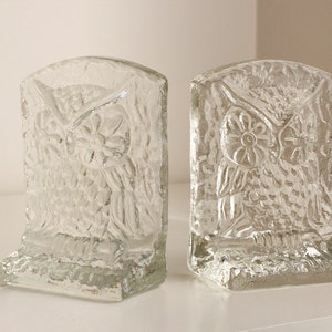 Vintage Glass Owl Bookends, Late Mid-century - Etsy