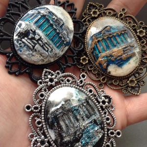 Ancient Greek Design Cameo Pendant Necklace the Parthenon Acropolis ...