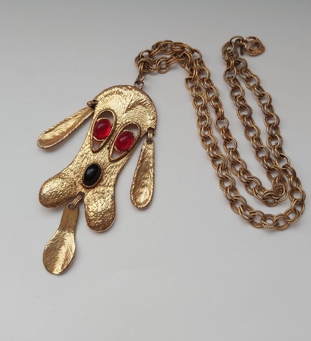 Signed Delizza & Elster JULIANA Giant Huge Articulated DOG Pendant ...
