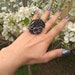Denim Jean Fabric Flower Ring, Handmade, Recycled Denim Jean, Gold ...