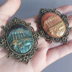 Ancient Greek Design Cameo Pendant Necklace the Parthenon Acropolis ...