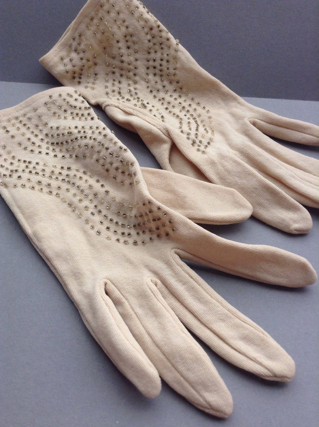 1950's Beaded Gloves, Cream Gloves, Wedding Gloves, Bride, Bridal ...