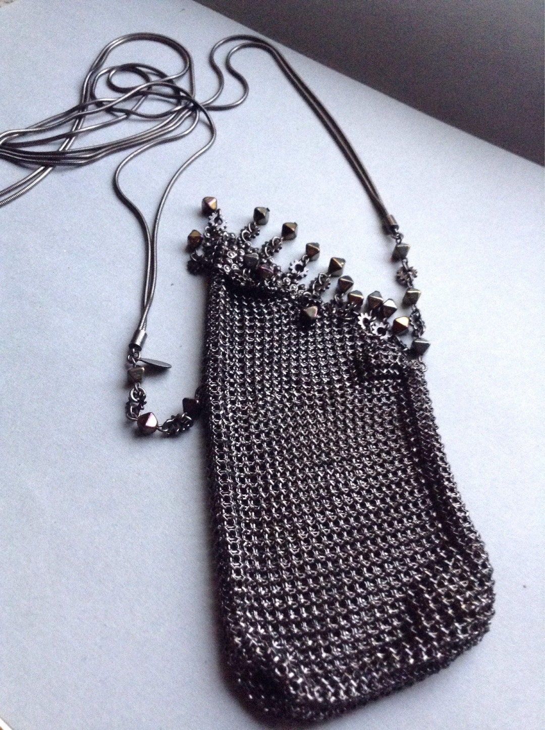 80's Designer Signed Laura Vogel Mesh Bag, Original, Statement, Black ...