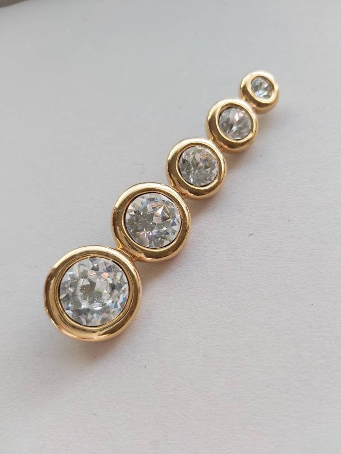 80's Napier Brooch Pin Swarovski Graduated Stones Gold | Etsy