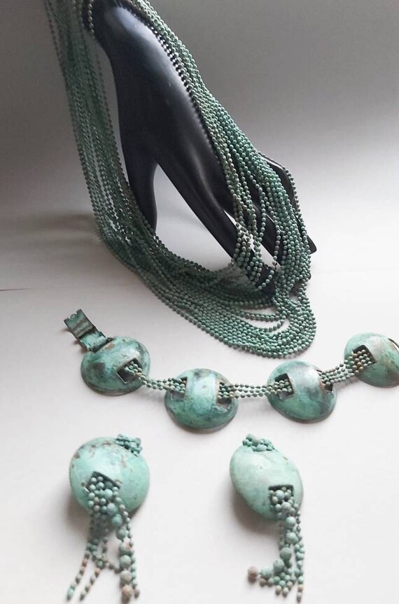 1980's Laura Vogel Copper Look Ball Chain Necklace Br… - Gem