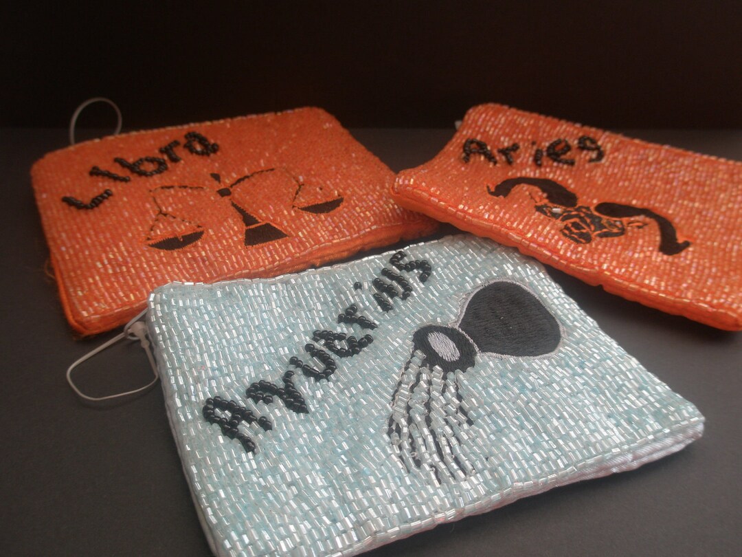 Horoscope Zodiac Astrology Sign Beaded Coin Purse Zipper - Etsy