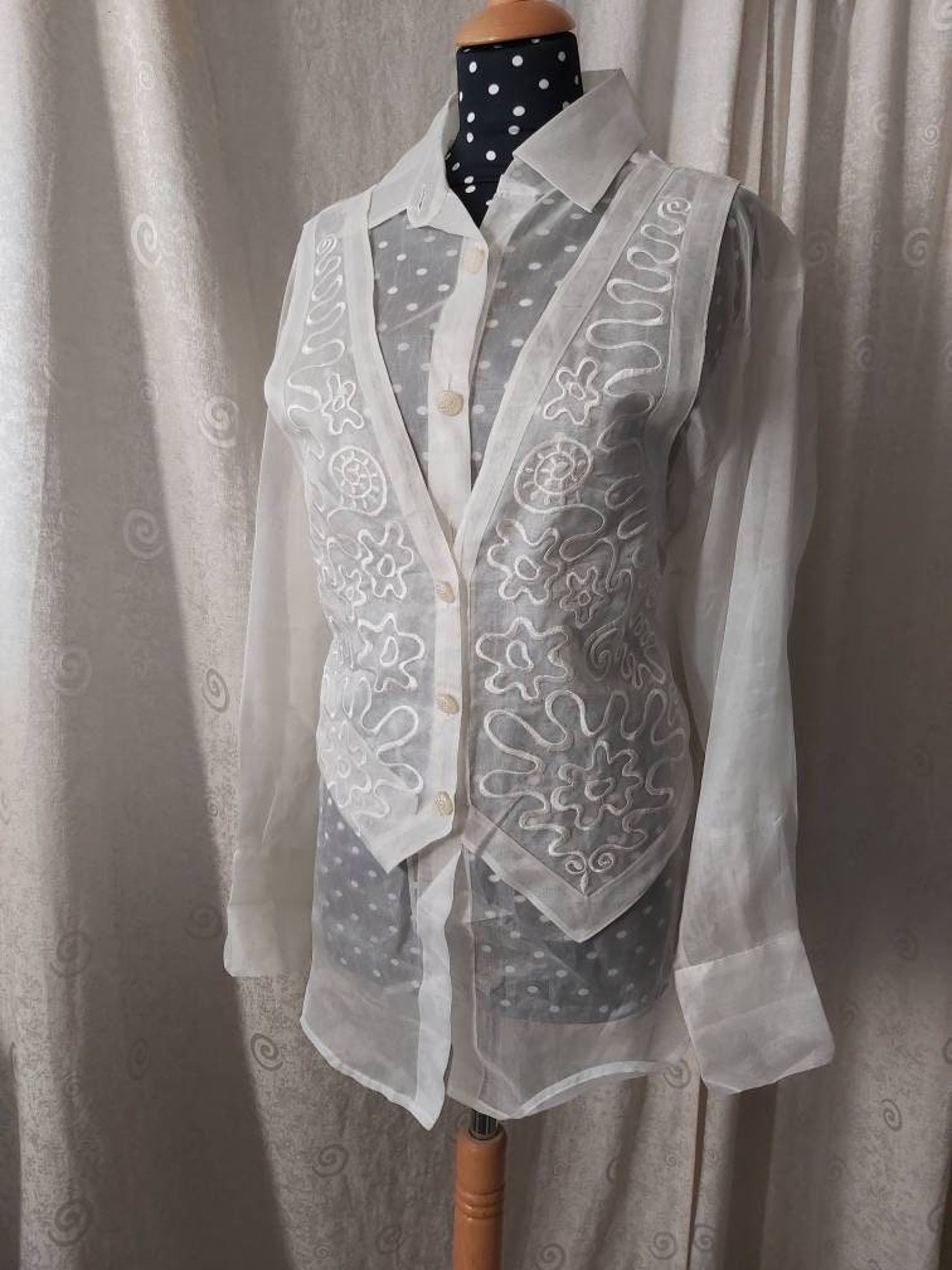 80's the Limited Brand Sheer Top Sheer Embroidered Vest - Etsy