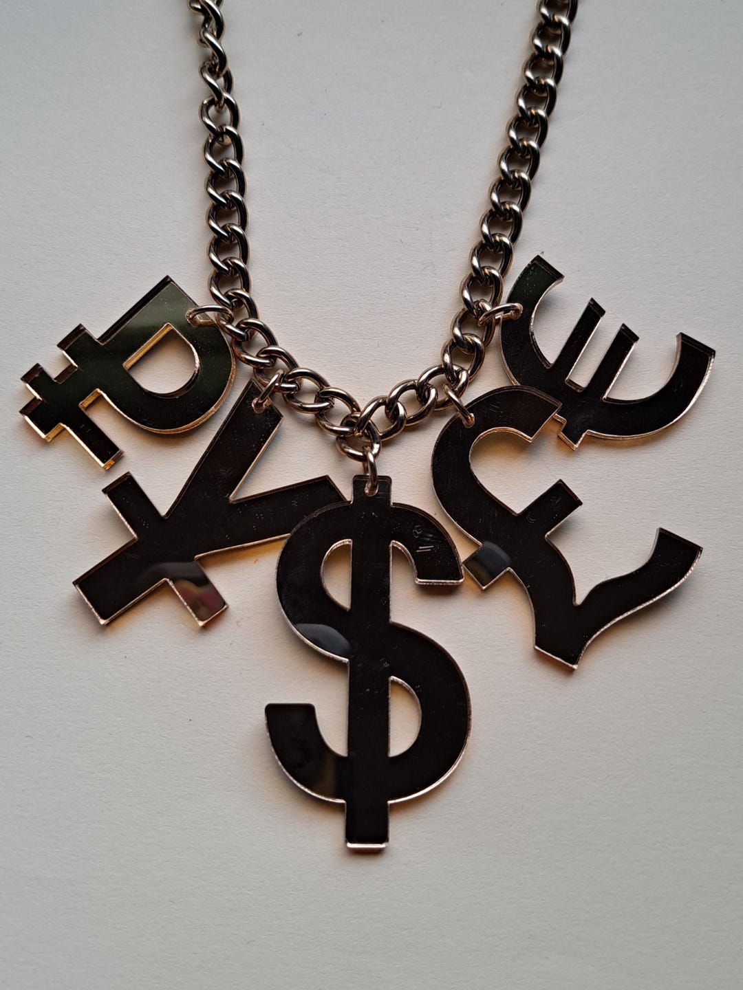 Money Pendant Necklace Acrylic Mirror, Lazer Cut Acrylic Resin, Gold ...