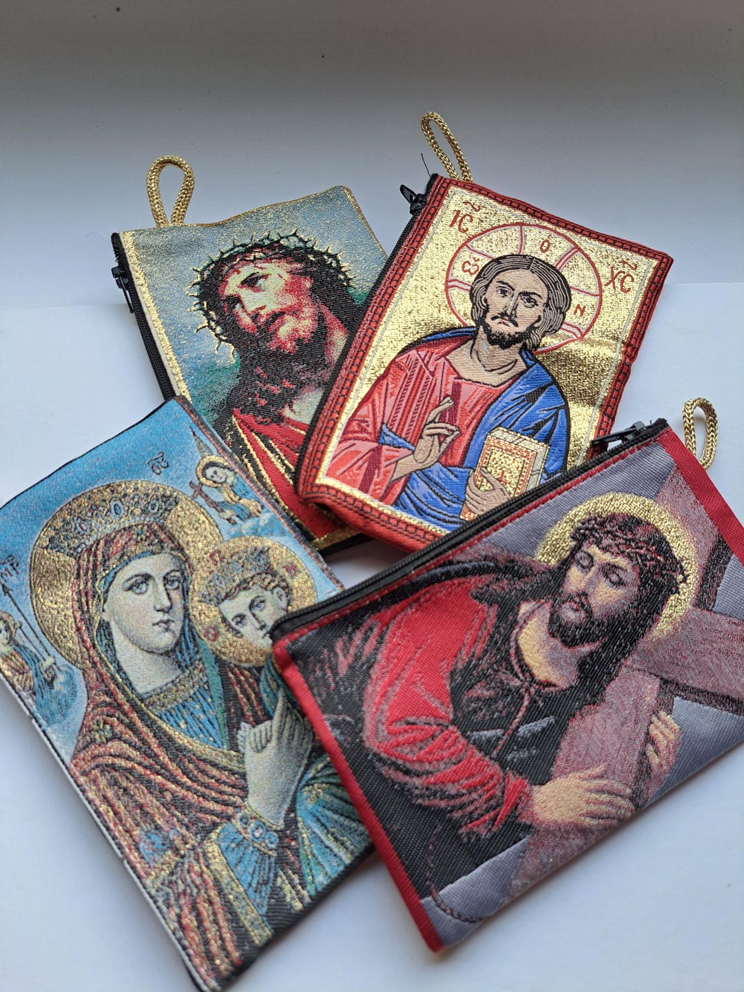 Virgin Mary, Jesus Christ, Rosary Pouch Prayer Card Holder, Coin Purse ...