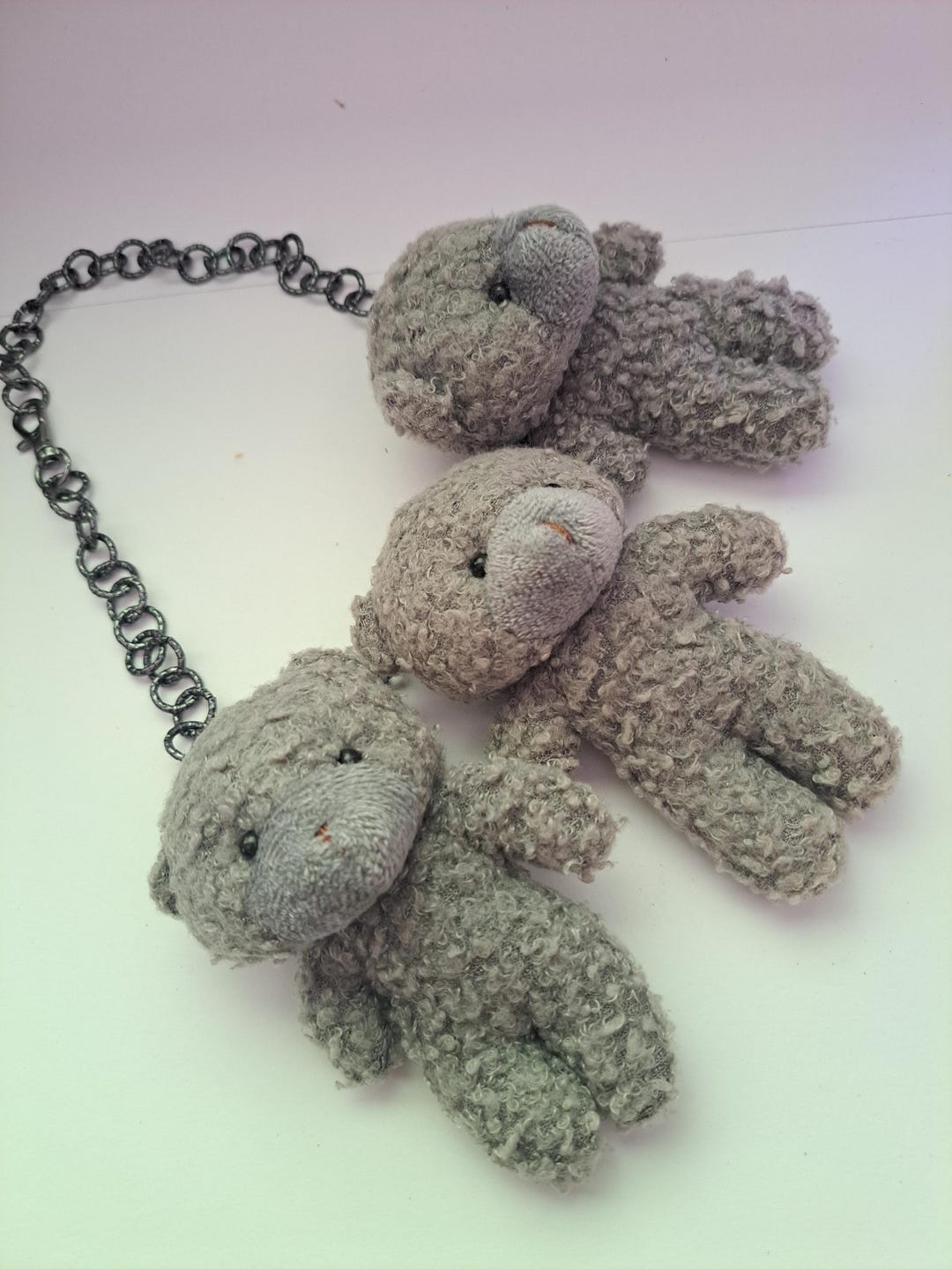 Plush Teddy Bear Necklace Large Link Chain Black Grey Plush Teddy Bears ...