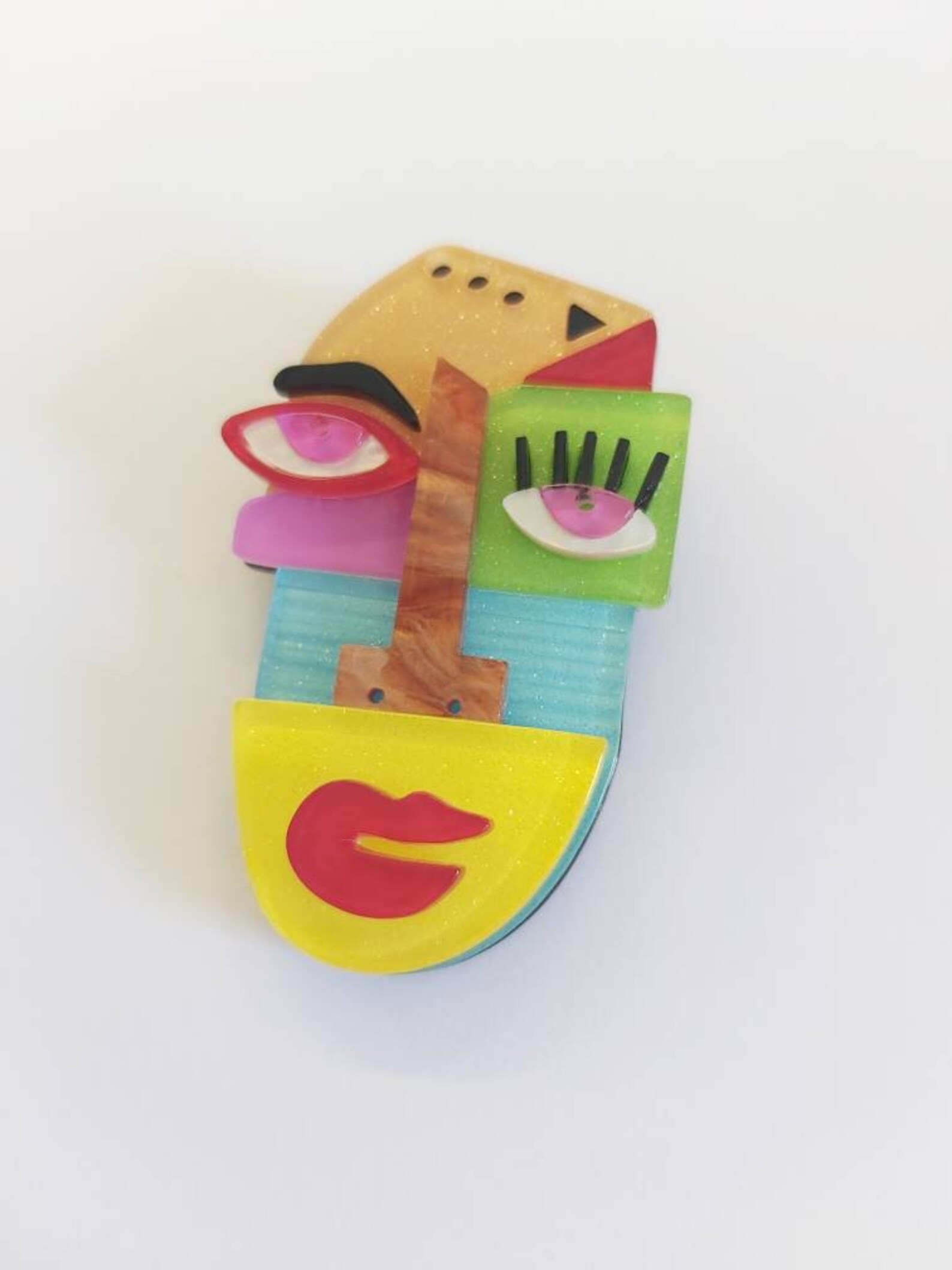 3D Colorful Altered Art Resin Face Brooch Pin Picasso Style - Etsy